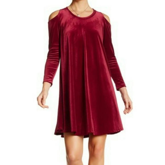 The Vanity Room | Dresses | The Vanity Room Red Velvet Cold Shoulder ...